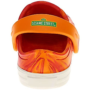 Sesame Street Toddler Clogs, Indoor Outdoor Shoes Easy On with Backstrap, Elmo Red Marble Print, Toddler Size 9