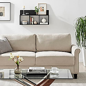 Danya B. Modern 3 Cube Floating Wall Shelf with Display Ledge - Easy to Hang Wall Mounted Triple Cubby Shelf (Black)