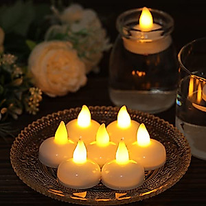 12 Pack Waterproof Flameless Floating Tealights, Christmas Battery tealights, Battery Operated Flickering Floating Tea Lights Candles in Warm Yellow for Wedding, Party, Bath, Hot Tub, Spa, Pool, Pond