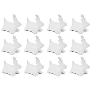 AuldHome Design Reindeer Place Card Holders (12-Pack), Ceramic Reusable Write-On Wipe-Off Christmas Place Card Stands for Table