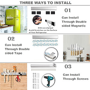 Rymmzone 2 PCS Knife Magnetic Strip no Drilling (Refrigerator Applicable), 17 inch Magnetic Knife Holder for Wall, Premium Stainless Steel Magnetic Knife Bar, Used as Tool Holder, Knife Rack, and More