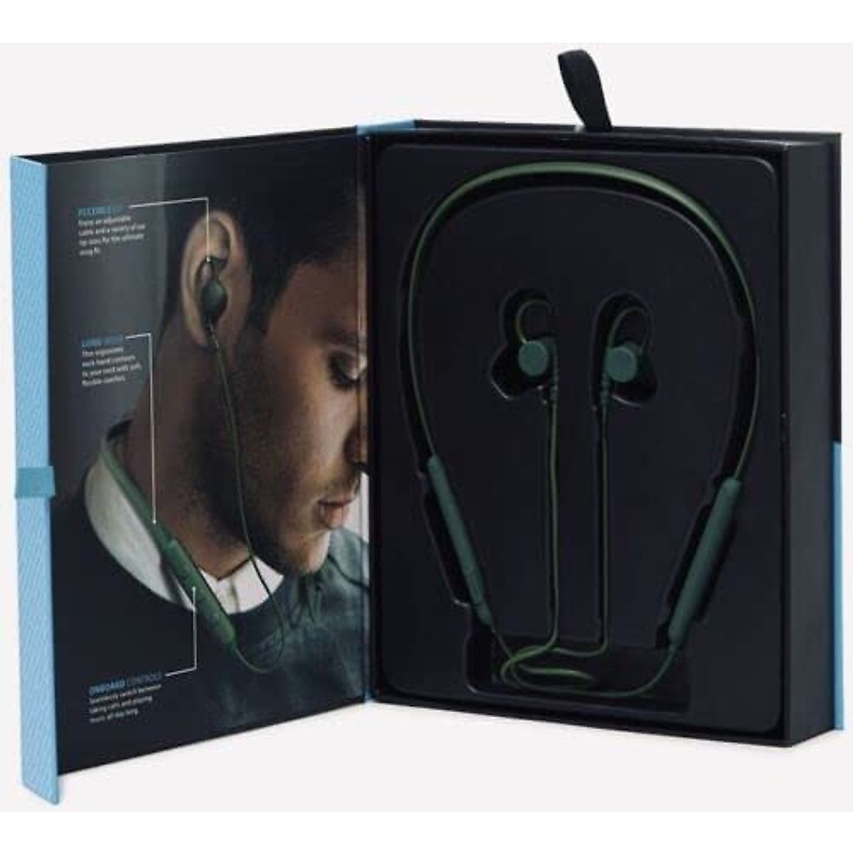 Brookstone FLEXVIBE Wrap-Around Neckband Sports Earbuds Green