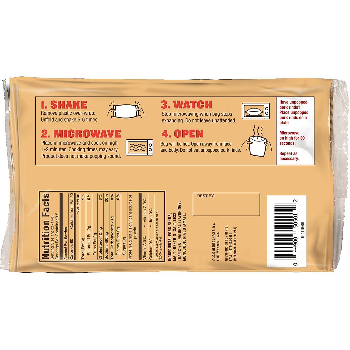 Lowrey's Bacon Curls Microwave Pork Rinds (Chicharrones), Original, 1.75 Ounce (Pack of 6)