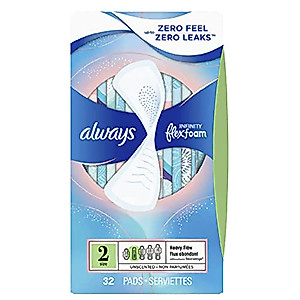 Always Infinity Pads - Heavy Flow without Wings Unscented , 32 Count (Pack of 1)