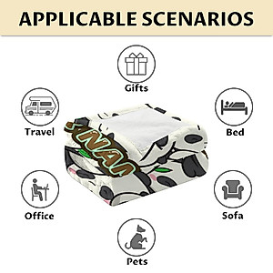 Custom Panda Blanket Gift - 60x80 Inches Cute Blankets for Women & Adults - White Soft Fuzzy Throw for Bed, Couch & Living Room