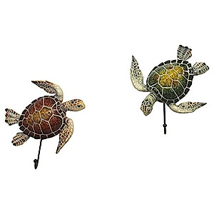 Comfy Hour 5" Polyresin Sea Turtles Decorative Wall Hanger for Home Decoration, Set of 2, Multicolor, Ocean Voyage Collection