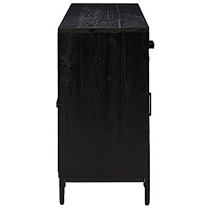 GOLINPEILO Sideboard Buffet Cabinet/Console Table, Wooden Storage Cabinet with 3 Drawers and 4 Compartments, Wood Sideboard Furniture for Living Room, Black 43.3"x13.8"x27.6" Solid Wood Pine -AA