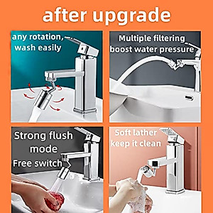 Faucet Extender for Kitchen Sink,720 Degree Swivel Sink Faucet Aerator for Kitchen and Bathroom Water Saving Faucet Sprayer Attachment Moveable Kitchen Tap Head (Two Water Modes) (‎HUICHEN-0002)