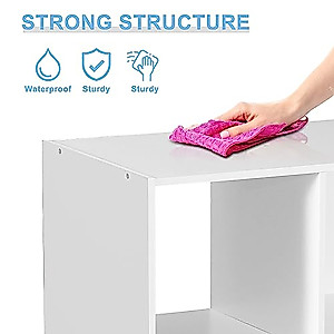 SUPER DEAL 12-Compartment Open Shelf Bookcase 47 inch Wide Bookshelves Wood Storage Organizer Display Cabinet with 6 Removable Back Panels for Living Room Bedroom, Vertical or Horizontal, White