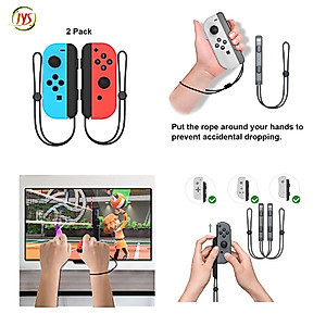 Switch Sports Game Accessories Bundle 9 in 1 Family Accessory Kits with Soccer Leg Straps Wrist Straps for Joy-con, Tennis Rackets, Golf Culbs, Sword for Nintendo Switch / OLED Sport Games