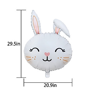 Bunny Balloons Easter Balloons Rabbit Head Foil Balloons for Easter Themed Party Easter Bunny Birthday Party Supplies Decorations Party Sets-5 PCS