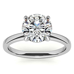 10K Solid White Gold Handmade Engagement Ring 1.50 CT Round Cut Moissanite Diamond Solitaire Wedding/Bridal Ring Set for Women/Her, Classic Rings Gift for Her