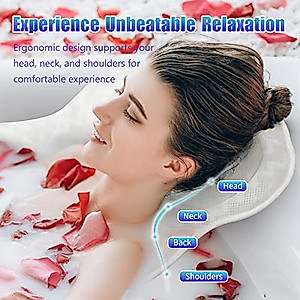 Bath Pillow Luxury Bathtub Pillow, Besititli Ergonomic Bath Pillows for Tub Neck and Back Support, Bath Tub Pillow Rest 4D Air Mesh Breathable Bath Accessories for Women & Men