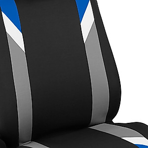 FH Group Front Set Cloth Car Seat Covers for Low Back Car Seats with Removable Headrest, Universal Fit, Airbag Compatible Seat Cover for SUV, Sedan, Van Blue