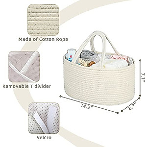 QiANBiRD Baby Diaper Caddy Organizer for Girl Boy Rope Car Diaper Caddy Organizer Basket for Changing Table Cart Portable Diaper Organizer Caddy Tote Baby Organizer for Nursery Shower Registry White
