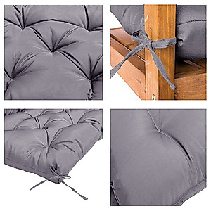 Srutirbo Waterproof Bench Cushion with Backrest, 2 or 3 Seat Swing Replacement Cushions Overstuffed for Garden Patio Furniture Loveseat Outdoor (59.1*39.4*3.94inch, Dark Gray)