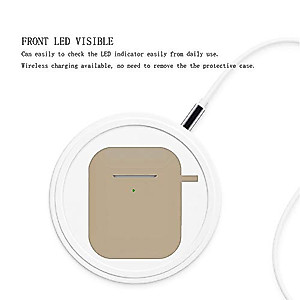 ZALU Upgrade Compatible for AirPods Case with Keychain [Front LED Visible] Premium Silicone Cover Skin for AirPods Charging Case 2 (Milk Tea)