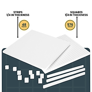 Bearly Art CUBIES The Polar Collection - Acid Free Adhesive Foam Tape for DIY Arts and Crafts - Double Sided Tape - Mega Pack with 1248 Total Pieces - Precut Squares & Strips