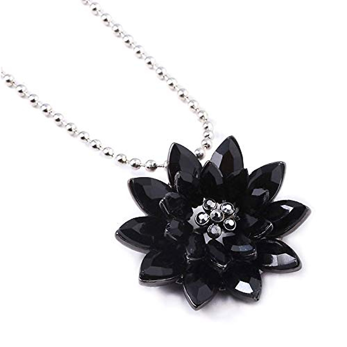 Black Dahlia Necklace,Crystal Jewelry Flower Pendant for Women Gift Custume Accessory