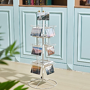 Zonon 2 Pcs 12 Pocket 3 Tier Metal Rotating Card Display Stand for 5"x7" Cards Rotating Countertop Greeting Card Rack Spinning Postcard Greeting Card Holder for Grocery Stores Retail Floor Showcase