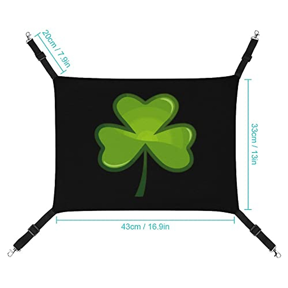 St Patricks Day Shamrock Pet Hammock Comfortable Adjustable Hanging Bed for Small Animals Dogs Cats Hamster