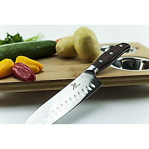 VersaChop Duo, Large 18 inch X 12 inch Cutting Boards for Kitchen. Totally Natural Organic Moso Bamboo Cutting Board with Two Integrated Stainless Steel Bowls attached for organization and storage.