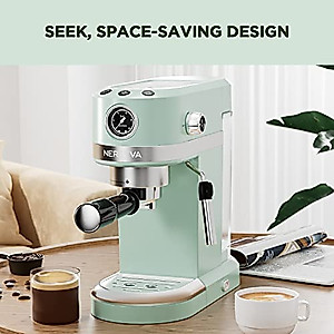 Neretva 20 Bar Espresso Coffee Machine with Steam Wand for Latte Espresso and Cappuccino, Compact Espresso Maker For Home Barista, 1350W Premium Italian High Pressure - Mint Green