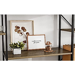 IKIFLY Triple Wide 4-Tier Bookshelf, Bookcase with 4 Doors Rattan Storage Cabinet, Industrial Storage Cabinet w/Open Display Shelf, Wood and Metal Bookshelf in Office, Living Room, Study, Bedroom