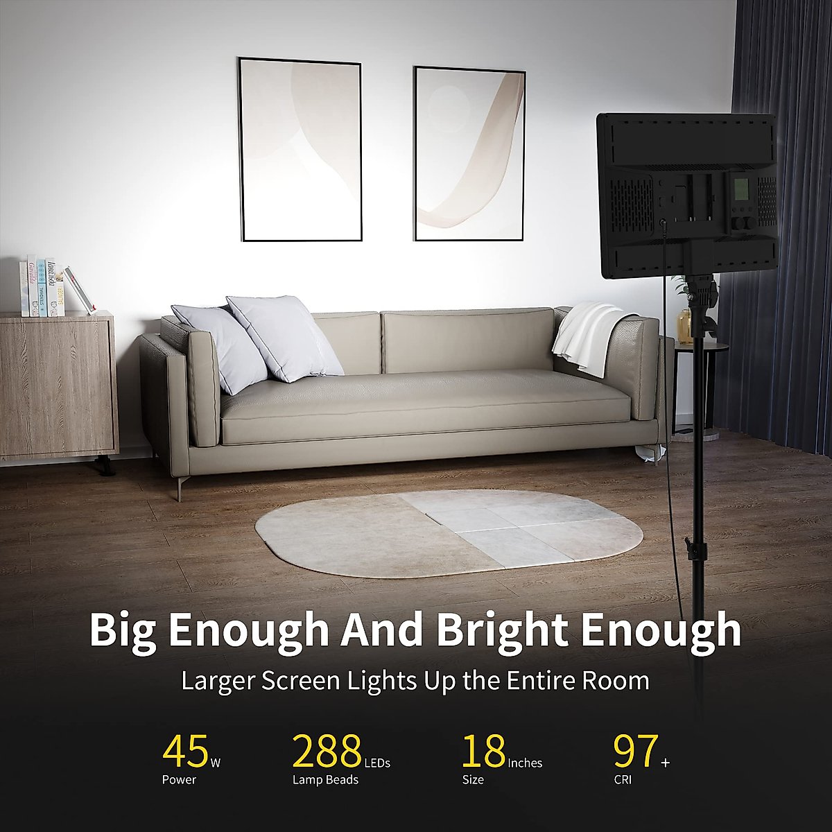 RALENO 45W Led Video Light,18'' Continuous Output Lighting with 2.4G Remote,CRI97 Brightness Bi-Color 3200-5600K Adjustment on Camera Light,Led Panel Light for Game/YouTube/Zoom/Photography/Studio