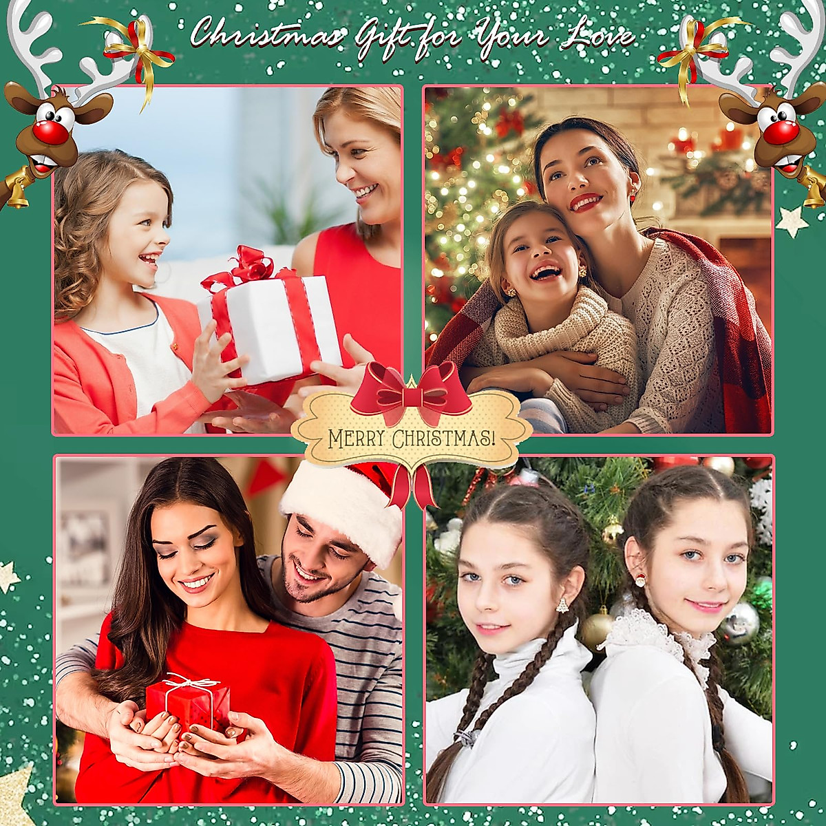 20 Pairs Christmas Stud Earrings Set for Teen Girls Christmas Tree Snowflake Gift Box Snowman Stocking Santa Claus Elk Stud Earrings Christmas Gifts for Women Cute Festive Jewelry