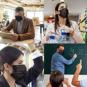 PhiFA 100Packs Black Disposable Face Masks 3 Ply Filter Protection Mask Suitable for Home School Office and Outdoor (Black)