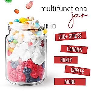 DESIGN INN 12 Airtight Glass Spice Jars with Bamboo Lids - 8oz Empty Spice Bottles Containers, 100 White, Spice Jars With Label & Spoon, 40 Black Labels And Pen, Spice Containers