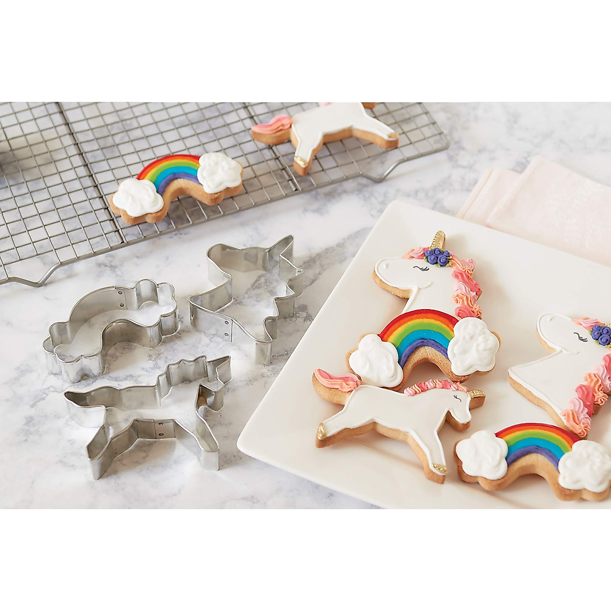 Fox Run Unicorn and Rainbow Cookie Cutters, Set of 3, Stainless Steel