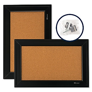 Quartet Cork Bulletin Board, 11” x 17” Framed Corkboard, Black Frame, Small Decorative Hanging Pin Board, Perfect for Office & Home Decor, Home School Message Board or Vision Board, Brown (79279)