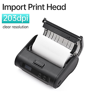 HXBER Receipt Printer, Wireless Thermal Receipt Printer 4-inch 110mm Portable Mobile Printer 203dpi Clear Print BT+USB Connect for Small Business Market Grocery Store Supports Continuous Paper/