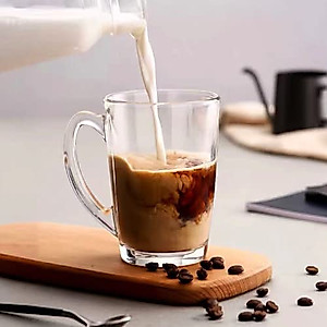 Cadamada Clear Glass Coffee Mugs, 7 OZ Espresso Mugs with Handle, Glass Drinking Beverage Cups for Latte, Cappuccino, Tea, Fruit Juice, Water, Office, Set of 12