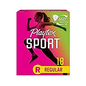 Playtex Sport Tampons, Regular Absorbency, Fragrance-Free - 18ct