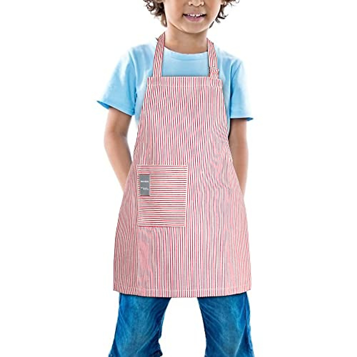 TeddSnow Kids Apron, Toddler Cotton Adjustable Bib Chef Apron with Pocket, For Children Age 2 to 5 years, Boys Girls