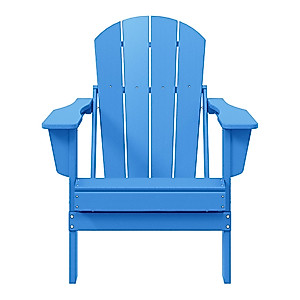 WO Home Furniture Adirondack Chair Lounger Outdoor Folding for Fire Pit, Beach, Balcony, Backyard, Lawn, Patio, Pool, Deck, Garden (Pacific Blue)