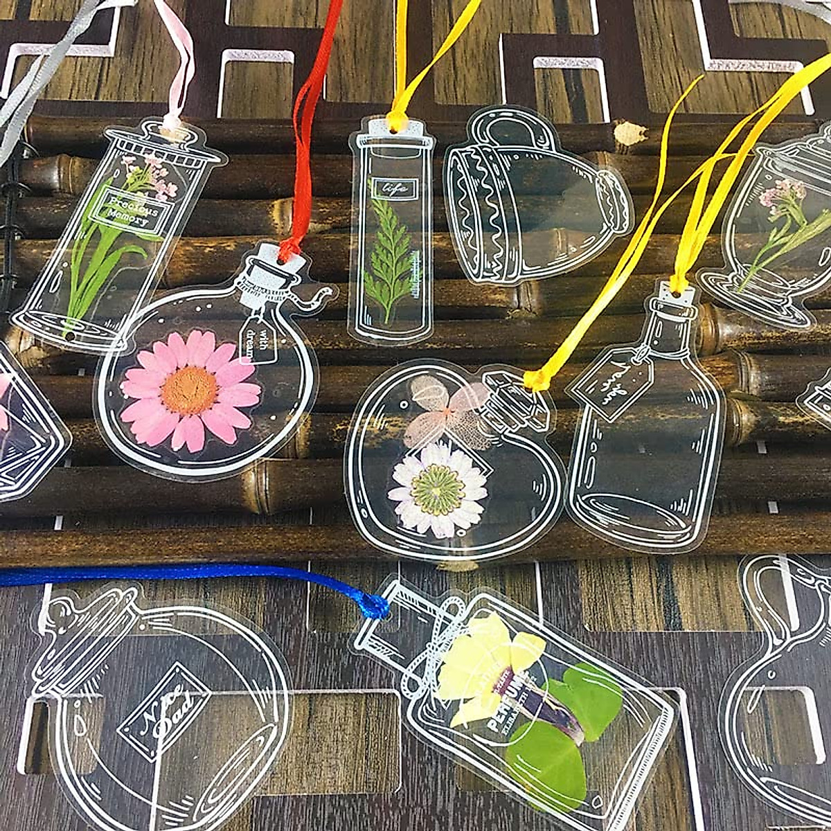 Ansbell 40 Pieces Bookmarks, Book Markers, Transparent Dried Flower Bookmarks, Pressed Flower Bookmark, Flower Bookmark Maker, Bookmarks for Women, Magnetic Bookmarks, Bookmarks for Book Lovers.