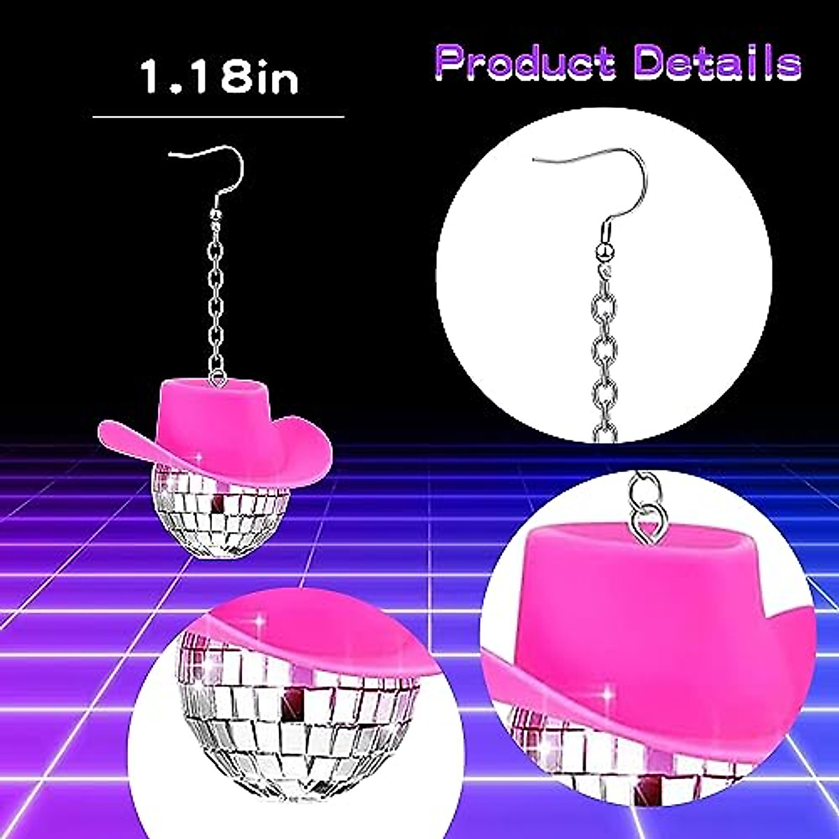 Disco Ball Earrings Mirrorball Earrings 60's or 70's Pink Disco Ball Earrings Costume Accessories Jewerly Gift for Women