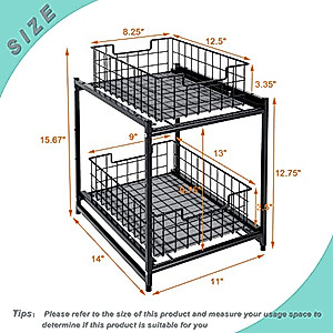 Under Sink Organizer,Stackable Bathroom Cabinet Organizer and Storage,2 Tier Slide Out Cabinet Storage Shelves,Multi-Use Under Kitchen Sink Organizers and Storage With Basket Positioning(Black)