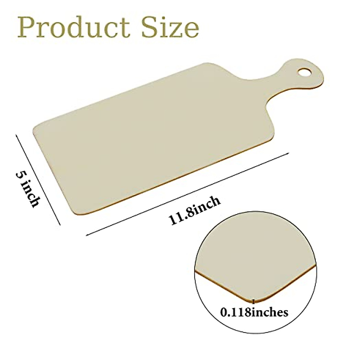 Qegft Unfinished Mini Cutting Boards - 6 Pieces Wood Cutting Board with Handle Paddle Cutting Board for DIY Crafting Home Kitchen Decor Small Chopping Board, 11.8 x 5 Inch