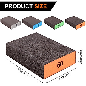 Romeda 8-Pack Sanding Sponge, Four Grits Per Pack 60/80/120/220, Washable and Reusable Handmade Sandpaper Block, Drywall Sandpaper Blocks for Wooden Drywall Sheetrock and Metal Glazing