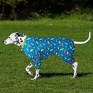 LovinPet Pet Shirts, Bottoming Dog Shirt for Dog Coats, Anti Licking, Anxiety Calming Onesies for Dogs, Elastic Super Dinos Face Shooting Stars Navy Large Breed Dog Clothes 3XL