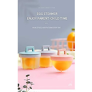 4 Pcs/Set Cute Egg Boiler Plastic Egg Poacher Set Kitchen Egg Cooker Tools Egg Mold Form with Lid Brush Pancake Maker