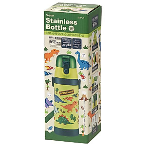 Skater SDPV5-A Children's Stainless Steel Water Bottle, Direct Dinosaurus, 16.2 fl oz (480 ml), Children's Friendly, Lightweight Type, For Boys, Cold Insulation, 3D Printed Waterbottle, Sports Bottle,