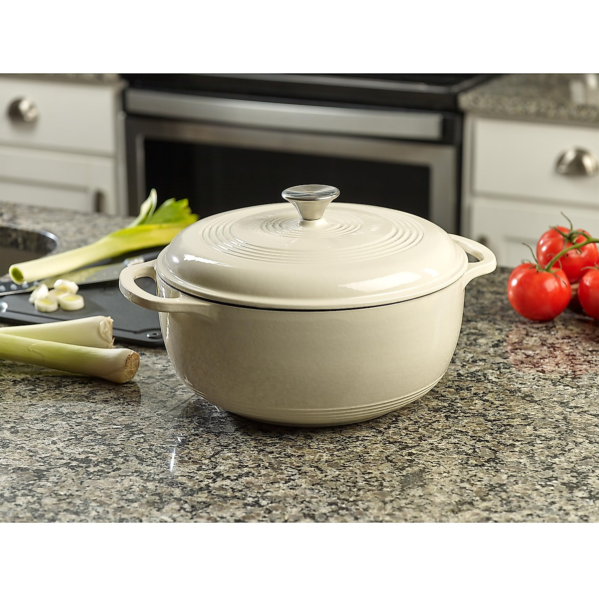Mercer Culinary Enameled Cast Iron Round Dutch Oven, 6 qt., White