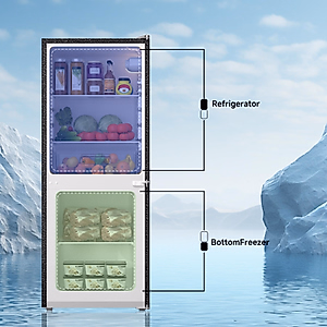 BANGSON 4.0 Cu.Ft Small Refrigerator with Freezer, Small Fridge with Bottom Freezer, for Apartment, Bedroom, Dorm, and Office, Double Door, Black