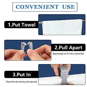 Towel Clips for Kitchen (6Pcs), Keeps Towel from Falling, for Kitchen，Oven Handle, Dishwasher Handle, Bathroom Towel Rack,Quilt Holder Anti-Clamping Fixing Non-Slip Clip (Grey)